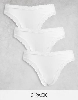 ASOS DESIGN - Malibu - Lot de 3 strings à taille haute en coton avec ...