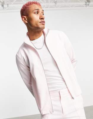 Asos Design Matching Smart Track Jacket In Pastel Pink | ModeSens