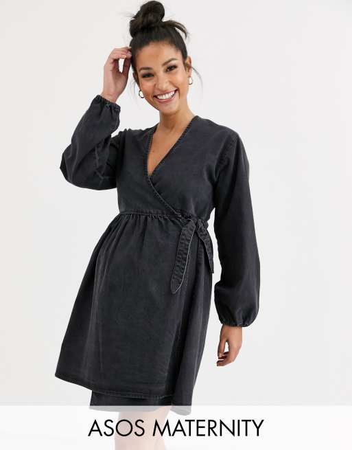 ASOS DESIGN Maternity Belted Shirt Beach Dress In Natural