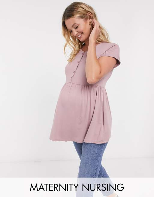 ASOS DESIGN Maternity nursing smock with short sleeve in lilac | ASOS