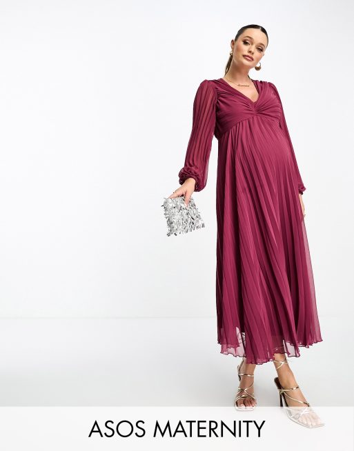 Asos Design Maternity Robe Mi Longue à Décolleté Plongeant Et Corsage