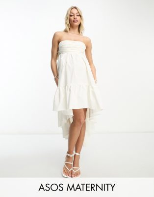 ASOS DESIGN Maternity - Robe mi-longue en coton avec ourlet asymétrique et encolure bandeau ...
