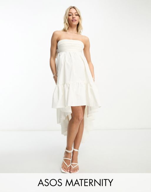 ASOS DESIGN Maternity - Robe mi-longue en coton avec ourlet asymétrique et encolure bandeau ...