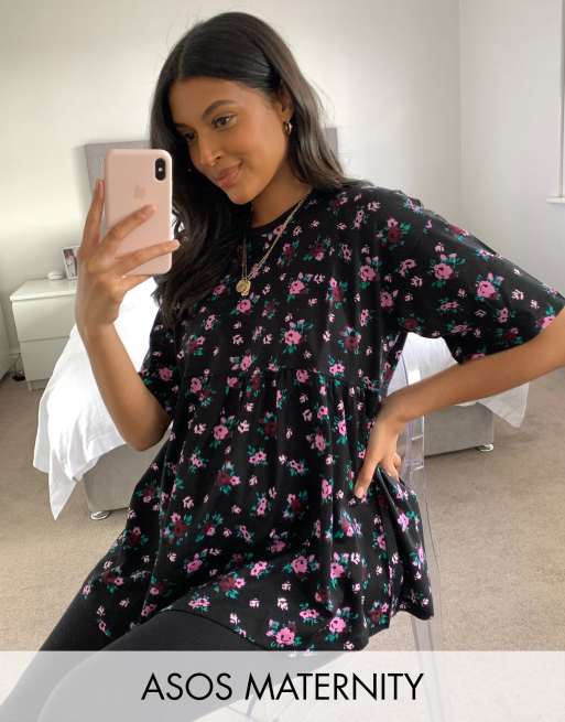 Asos Design Maternity Smock In Ditsy Floral Print Asos