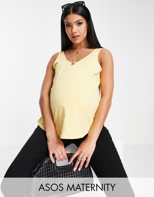 ASOS DESIGN Maternity ultimate cotton scoop neck tank top in yellow | ASOS
