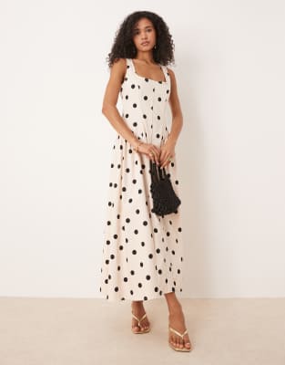 ASOS DESIGN - Maxi jurk van chiffon met korsetdetail en stippen | ASOS