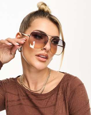 ASOS DESIGN metal aviator sunglasses with grad lens | ASOS