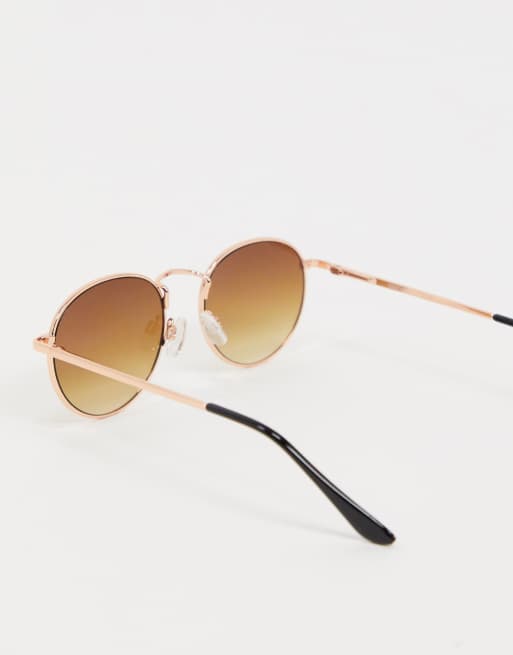 Round Metal Sunglasses In Gold And Light Brown Ray-Ban® | atelier-yuwa ...