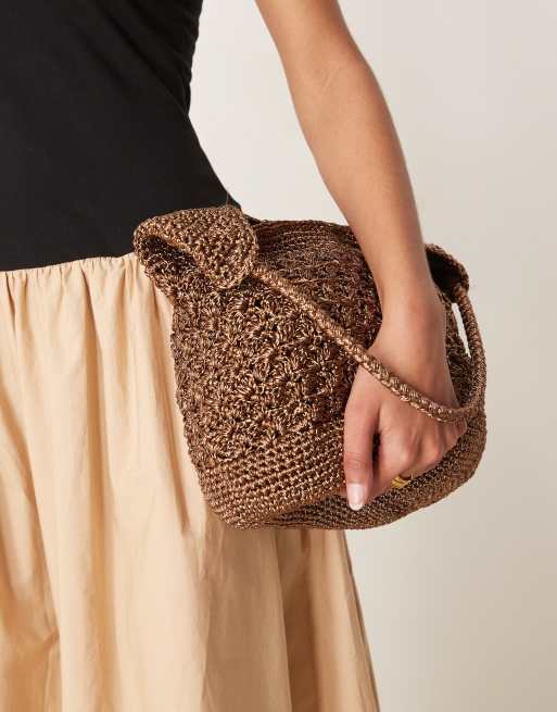 ASOS DESIGN metallic macrame tote bag | ASOS