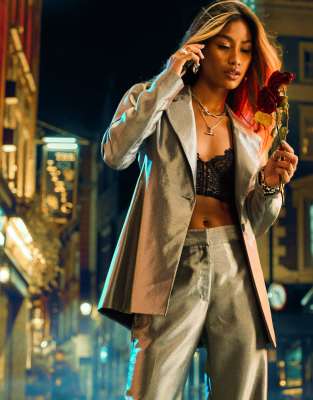 ASOS DESIGN metallic suit blazer in silver | ASOS
