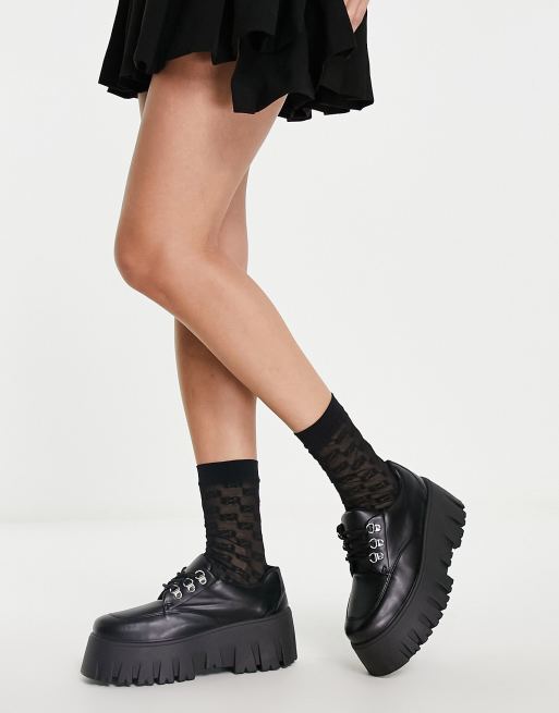 Asos Design Meteor Scarpe Basse Stringate Con Suola Spessa Nere Asos