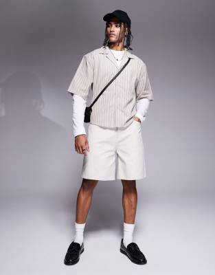 ASOS DESIGN mid length jorts in stone | ASOS