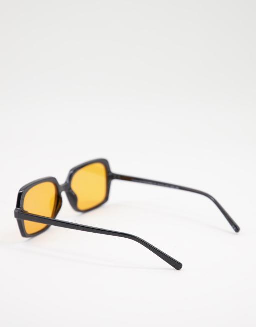 ASOS DESIGN Square Sunglasses With Amber Lens