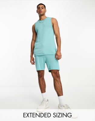 ASOS DESIGN midweight knitted cotton shorts in blue | ASOS