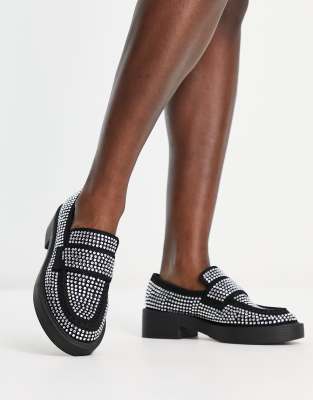 ASOS DESIGN Million chunky embellished loafers in black | ASOS