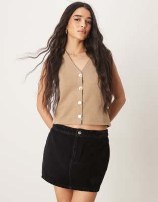 ASOS DESIGN - Mini-jupe en denim floqué - Noir | ASOS