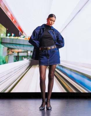 ASOS DESIGN - Mini-jupe ultra-courte en jean d'ensemble - Bleu délavé | ASOS