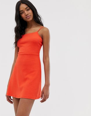 ASOS DESIGN mini square neck sundress in rib | ASOS