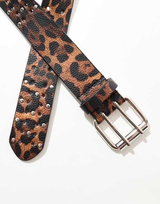ASOS DESIGN mini star belt in leopard print | ASOS