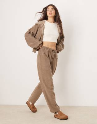 ASOS DESIGN mix and match fleece set in brown | ASOS