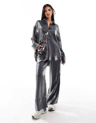 ASOS DESIGN Mix and Match Silver Satin Set | ASOS
