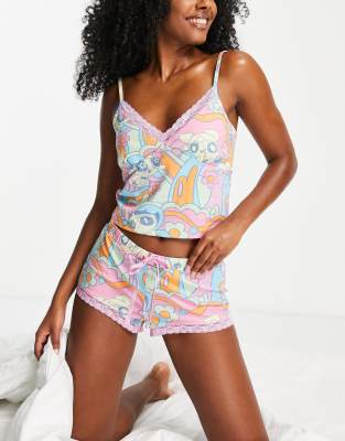 ASOS DESIGN - Mix & Match - Caraco de pyjama à dentelle et imprimé Powerpuff Girls - Multicolore ...