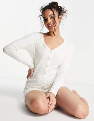 ASOS DESIGN - Mix & Match - Combishort de pyjama en jersey côtelé et ...