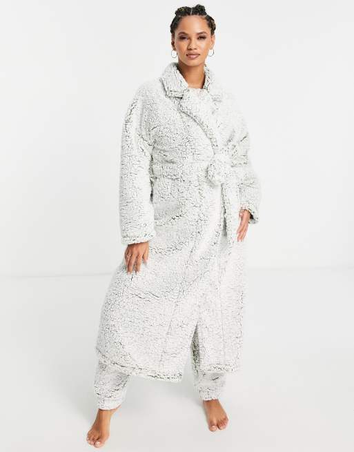 Asos Design Mixa Och Matcha Grön Mysig Morgonrock I Blekt Teddy Asos