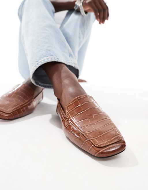 ASOS DESIGN Modern slim loafers in brown | ASOS