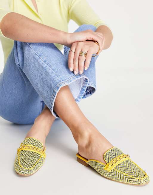 ASOS DESIGN - Motto - Mules plates avec chaîne - Jaune | ASOS
