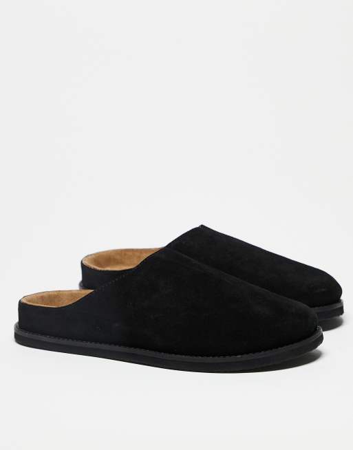 ASOS DESIGN mule clog sandals in black suede | ASOS