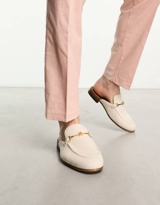 ASOS DESIGN mule loafers in natural with snaffle | ASOS