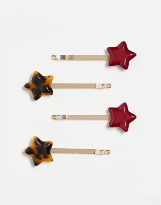 ASOS DESIGN multi pack of slide clips with star details in gold tone | ASOS