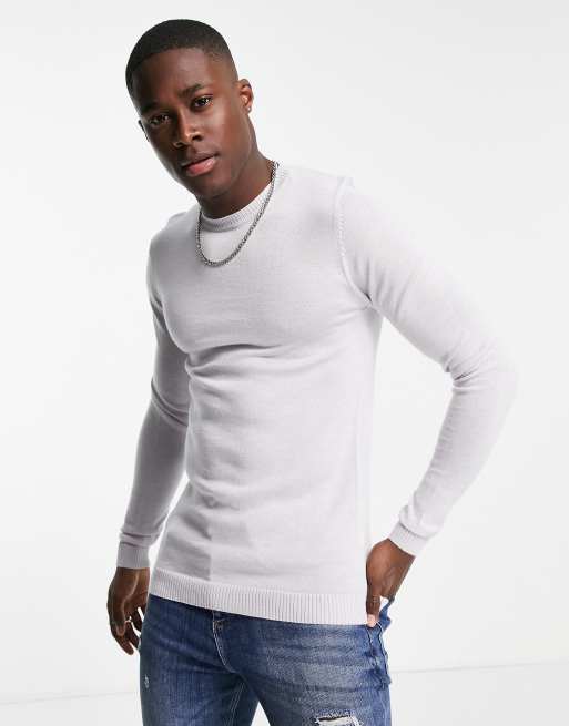 ASOS DESIGN Muscle Fit Merino Wool Crew Neck Sweater In