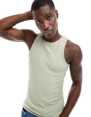 ASOS DESIGN muscle fit neck singlet in crinkle texture | ASOS