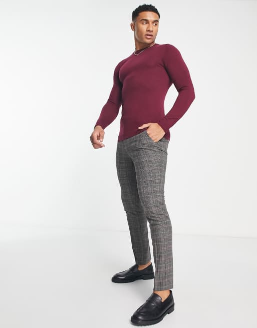 ASOS DESIGN muscle fit premium merino wool crew neck sweater in ...