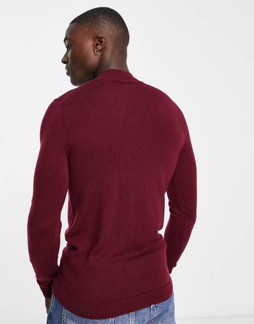 ASOS DESIGN muscle fit premium merino wool turtle neck sweater in ...