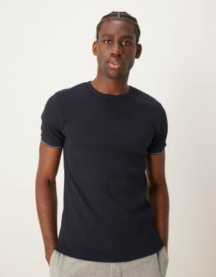 ASOS DESIGN muscle fit rib t-shirt in navy | ASOS