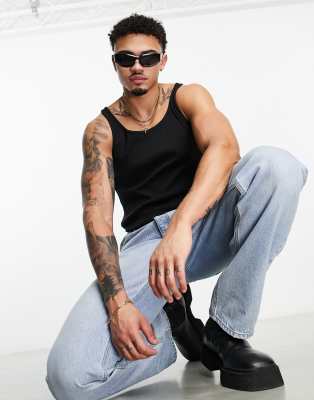 ASOS DESIGN muscle fit rib vest in black | ASOS