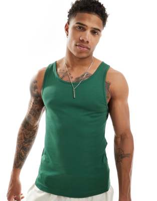 ASOS DESIGN muscle fit singlet in dark green | ASOS