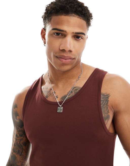 ASOS DESIGN muscle fit tank in brown | ASOS