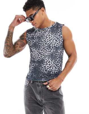 ASOS DESIGN muscle fit tank in leopard print | ASOS