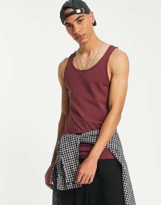 ASOS DESIGN muscle fit tank top in burgundy - BURGUNDY | ASOS