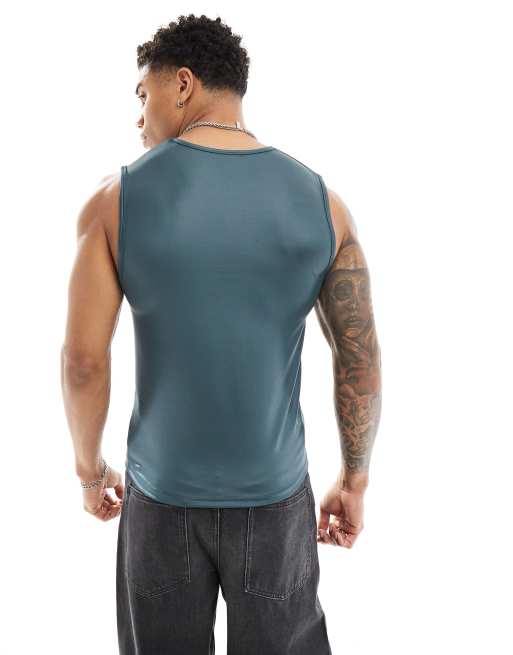 ASOS DESIGN muscle fit tank top in charcoal | ASOS
