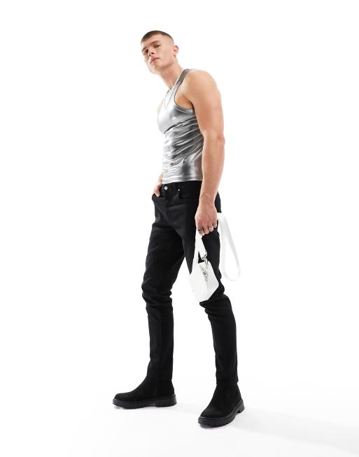 ASOS DESIGN muscle fit tank top in silver metallic | ASOS