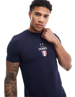 ASOS DESIGN muscle t-shirt in blue with France chest print | ASOS
