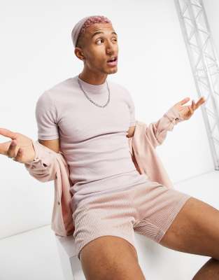 ASOS DESIGN muscle t-shirt in waffle in light purple | ASOS
