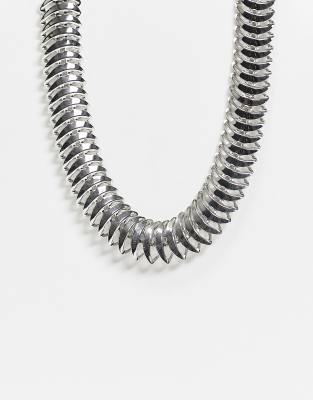 ASOS DESIGN necklace in fishbone chain design in silver tone | ASOS
