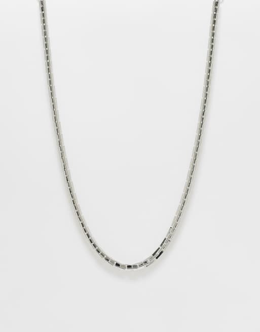 ASOS DESIGN necklace in rectangle chain design in silver tone | ASOS