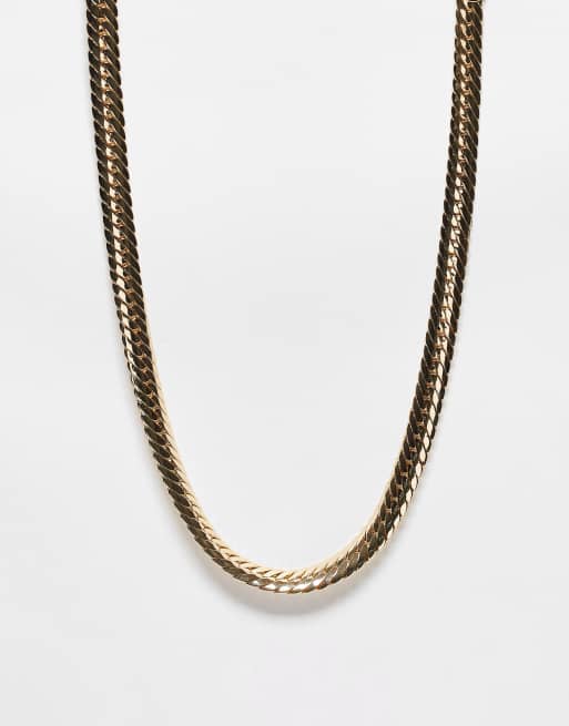 ASOS DESIGN necklace with flat snake chain in gold tone | ASOS